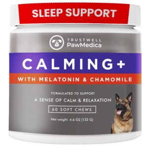 pawmedica calming chews for dogs - dog sleep supplement melatonin for dog anxiety - recommended dog calming treats for separation anxiety and barking stress - dog melatonin calming bites for fireworks