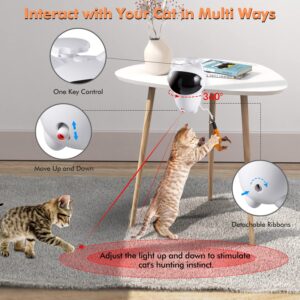 CooAoo Cat Toys for Indoor Cats Interactive Laser Cat Toy Rechargeable Kitten Toys Automatic Rotation Hanging Cat Toy Intelligent Electric Cat Pet Teaser Toys with Feather and Streamer