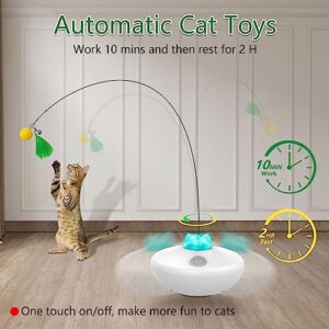 Saolife Interactive Cat Butterfly Toys, Exercise Flutter Rotating Kitten Toys, Feather Electric Cat Toy for Indoor Cats/Kitten, Cats Teaser Wand Automatic, Extra Long Feather Wand