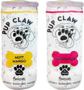 nestpark pup claw dog toys - funny cute plush dog toys with squeaker - parody (2 pack) (tropical pack)