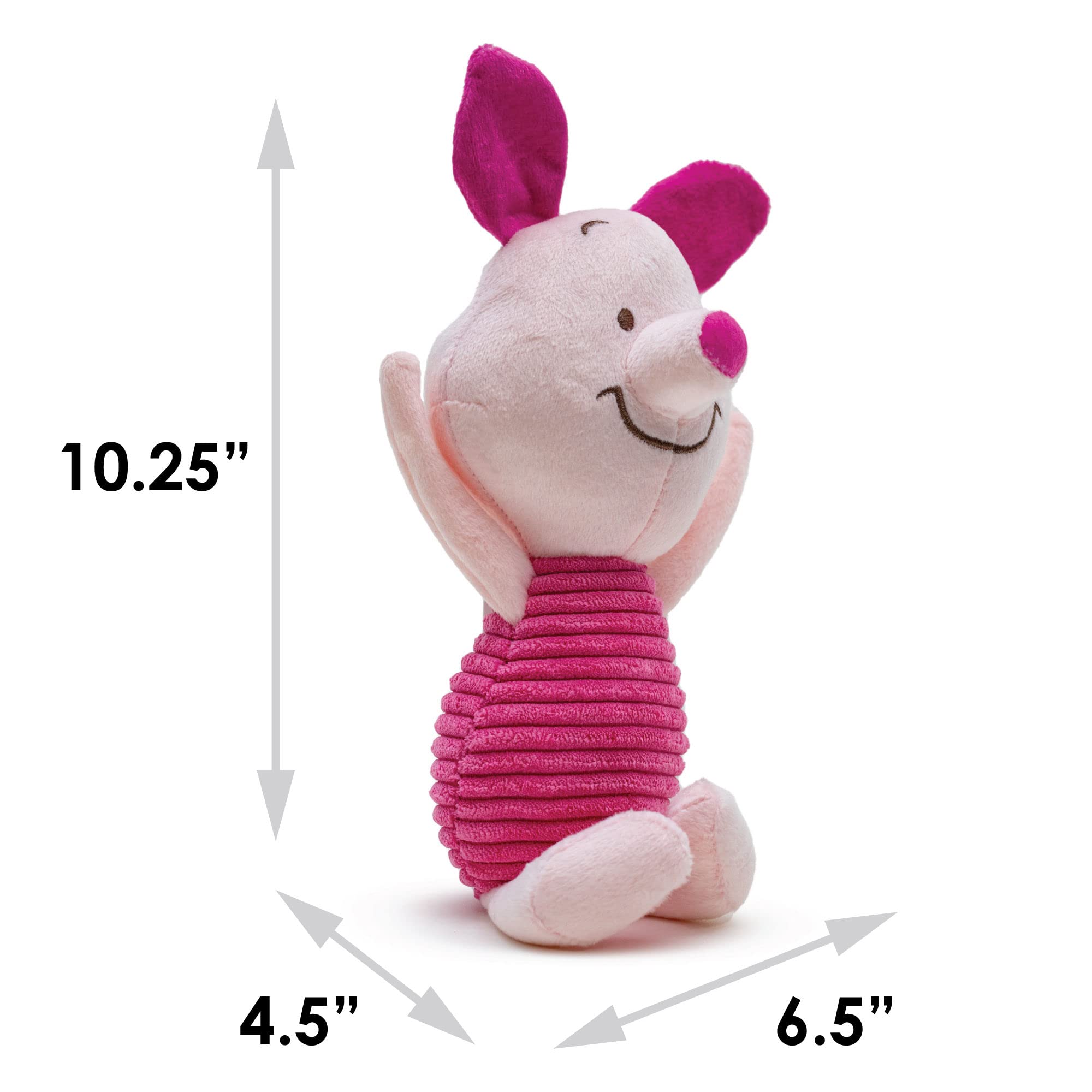 Buckle-Down Disney Dog Toy, Winnie The Pooh Piglet Arms Up Sitting Pose Pet Toy, Plush