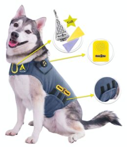 cozyvest® dog anxiety vest 3-in-1 music & aromatherapy shirt, relaxing sound & essential oils jacket, fireworks thunder separation & thunderstorm canine stress relief coat (gray, xxs [up to 7 lbs])