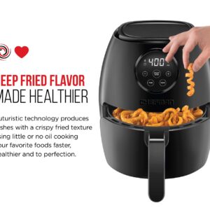 CHEFMAN Small Air Fryer Healthy Cooking, 3.6 Qt, User Friendly, Nonstick, Digital Touch Screen, Dishwasher Safe Basket, w/ 60 Minute Timer & Auto Shutoff, Matte Black, Cookbook Included