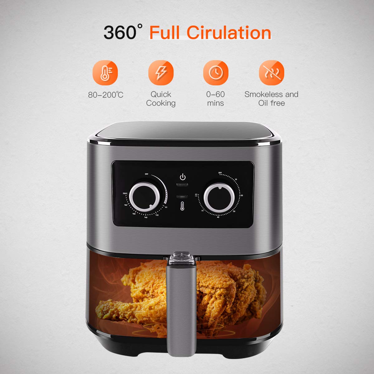 Air Fryer 5.8Qt/5.5L - Uten Electric Airfryer with Temperature Control, Timer, Non-Stick Fry Basket, 1700W High-power, Fast Oven Oilless Cooker, Dishwasher Safe - A Great Kitchen Assistant