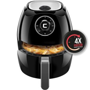 chefman 6.5 quart air fryer oven with space saving flat basket, oil free hot airfryer with 60 minute timer & auto shut off, dishwasher safe parts, bpa-free, family size, x-large, black