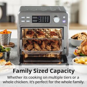 Ariawave Mini 16QT Air Fryer & Toaster Oven, Multifunctional with 15 Presets - Fry, Bake, Roast, Grill, Oil-Free, Compact Design, Inclusive Accessories, 360° Rotisserie Feature