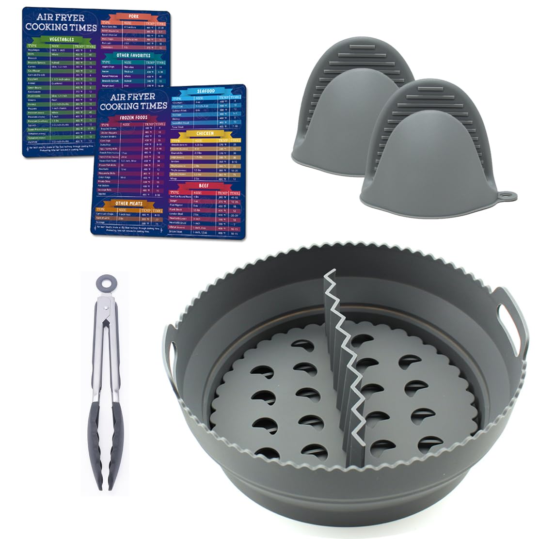 Air Fryer Essentials Bundle, Premium Liners for Oven, Silicone Air Fryer Mats, Crock Pot Liners, Electric Oven Bottom Protectors, and Magnetic Cheat Sheet, Must-Have Air Fryer Accessories