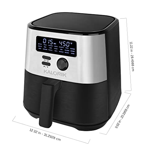 Kalorik MAXX® 7 Quart Air Fryer 1750W, 7-in-1 Air fry, Bake, Roast, Broil, Defrost, Reheat, and Warm food, LED Display, 21 Presets, 4 Accessories, Recipe book, FT 50930 OW