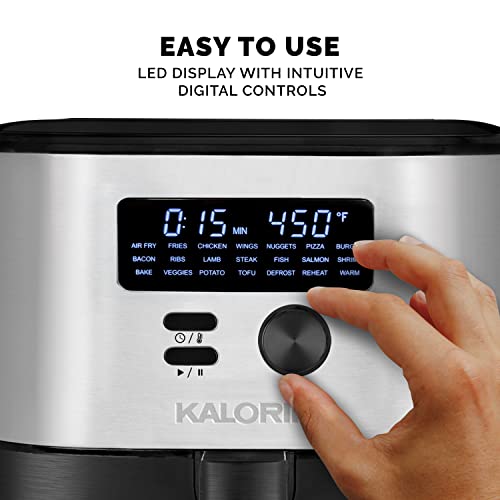 Kalorik MAXX® 7 Quart Air Fryer 1750W, 7-in-1 Air fry, Bake, Roast, Broil, Defrost, Reheat, and Warm food, LED Display, 21 Presets, 4 Accessories, Recipe book, FT 50930 OW