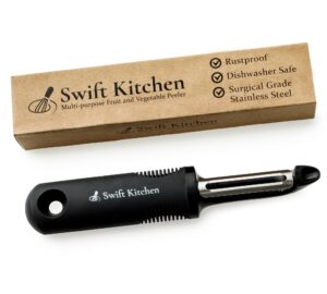 swift kitchen vegetable peeler with ultra sharp surgical grade stainless steel - multipurpose, rustproof, dishwasher safe - peelers for kitchen, potato, apple, veggie, fruit