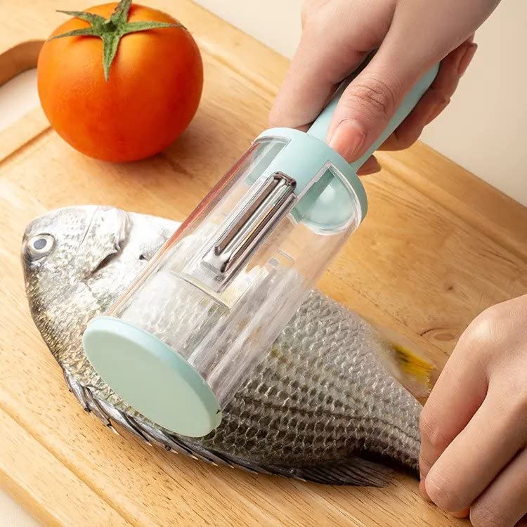 Vegetable Peeler for kitchen, Potato Peelers for Fruits Straing Blade, Durable Non-Slip Handle, New-Shaped Peelers with Container, Dual purpsose Fish Scaler