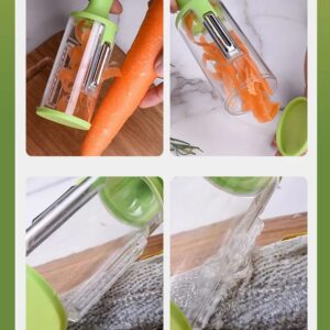 Vegetable Peeler for kitchen, Potato Peelers for Fruits Straing Blade, Durable Non-Slip Handle, New-Shaped Peelers with Container, Dual purpsose Fish Scaler