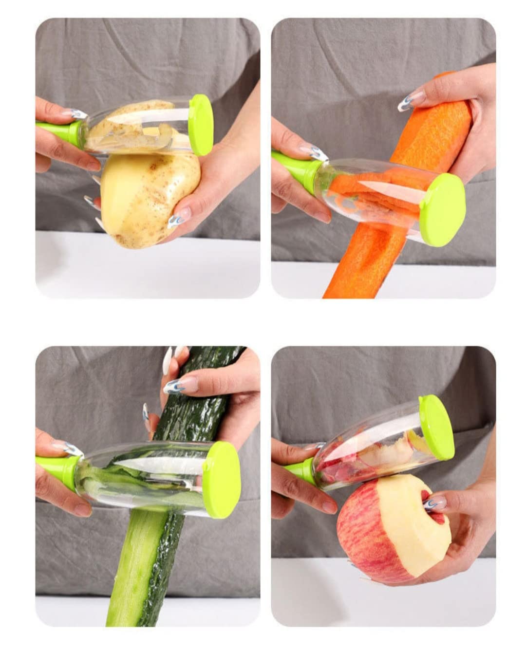 peeler for vegetables and fruits- Perfect collector of peels of vegetables and fruits in kitchen. In a clean and easy way-Peeling and slicing potatoes, carrots, apples, etc