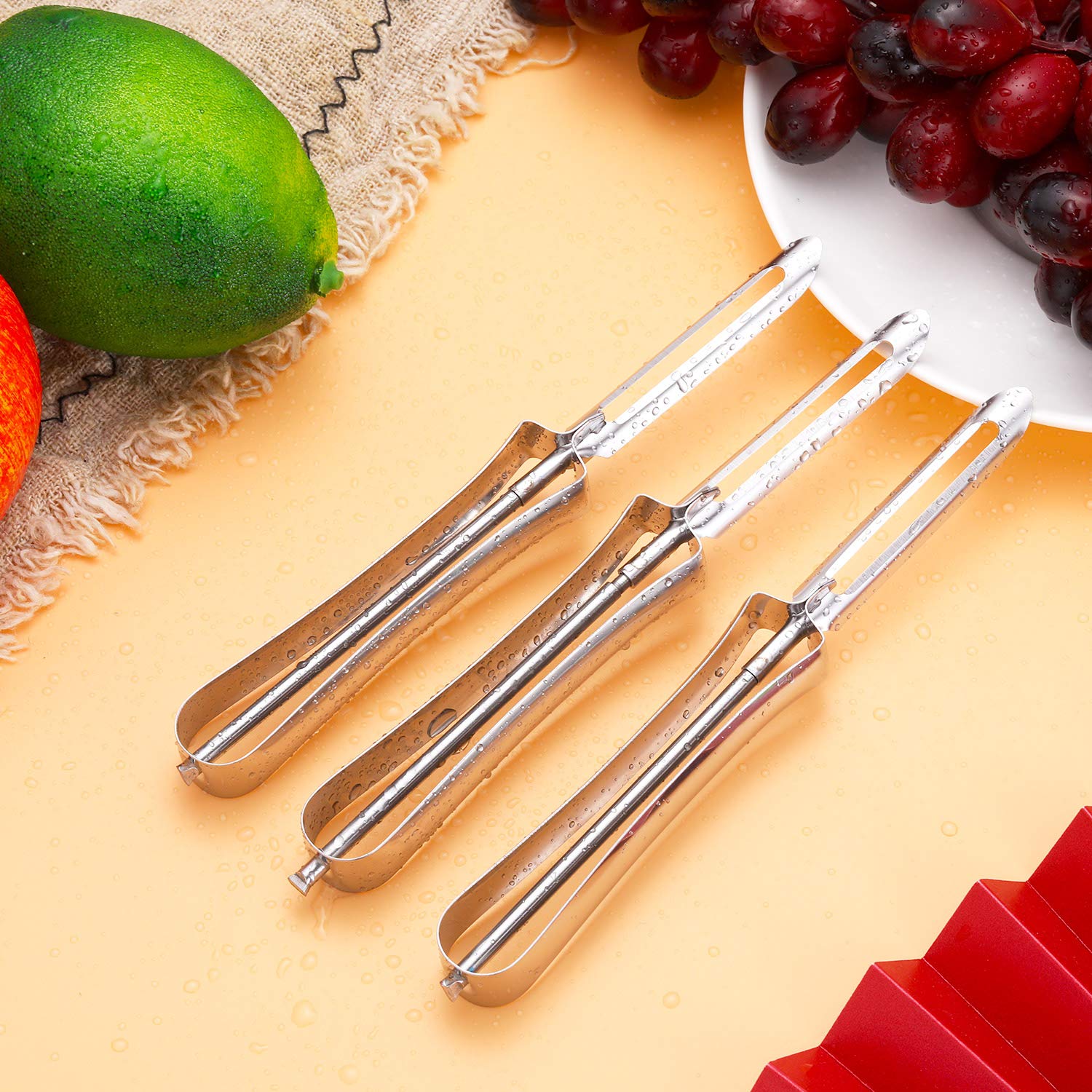 Stainless Steel Peeler Kitchen Vegetable Peeler Fruit Vegetable Peeler Rotary Peeler for Home Kitchen Carrots Potatoes Peeling Tools(5 Pieces)