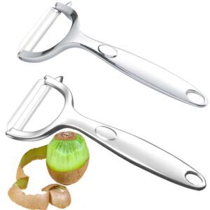 hosawtek vegetable peeler potato peeler, heavy 0.24ib stainless steel non-slip handle and sharp blades, set of 2 (1 straight 1 serrated blade) collaborative work perfect peeling