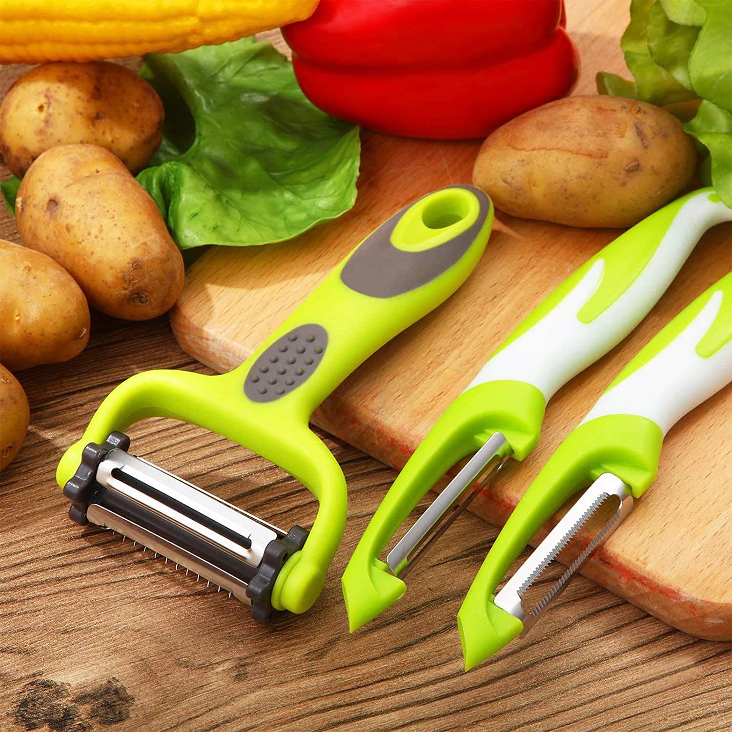 potato peeler,vegetable peeler,peelers for kitchen,potato peelers,3 in 1 and PP plastic Stainless Steel Peelers, with Ergonomic Non-Slip Handle & Sharp Blade, Good Durable (3PCS)