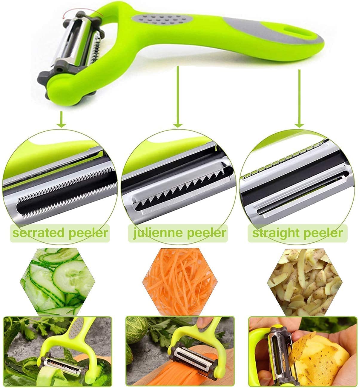 potato peeler,vegetable peeler,peelers for kitchen,potato peelers,3 in 1 and PP plastic Stainless Steel Peelers, with Ergonomic Non-Slip Handle & Sharp Blade, Good Durable (3PCS)