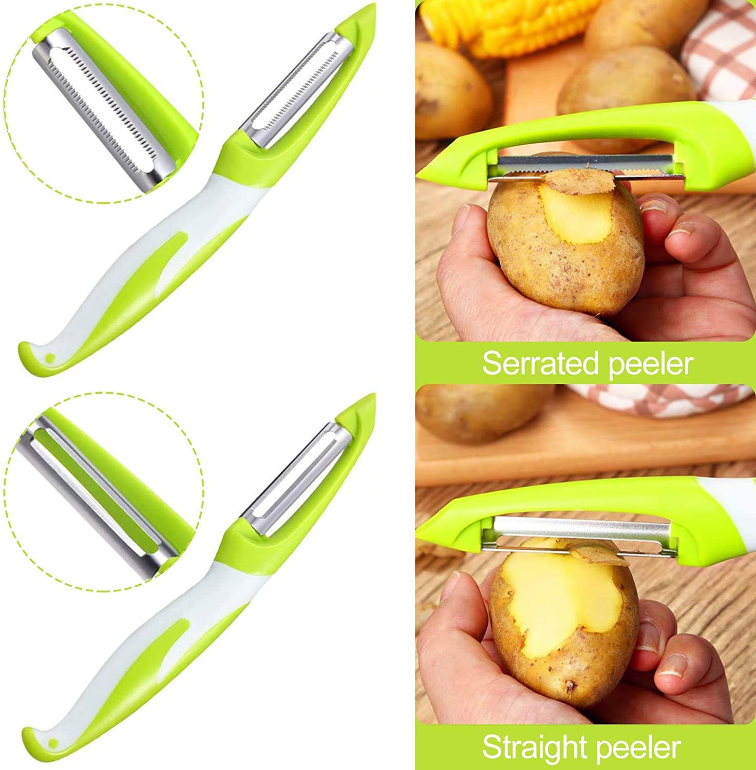 potato peeler,vegetable peeler,peelers for kitchen,potato peelers,3 in 1 and PP plastic Stainless Steel Peelers, with Ergonomic Non-Slip Handle & Sharp Blade, Good Durable (3PCS)