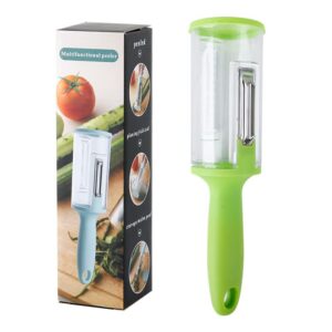 fruit vegetable peeler with storage -modern design fruit peeler potato peeler for kitchen make no mess first peeler with storage box easy use easy wash fish peeler easy grip cucumber peeler.