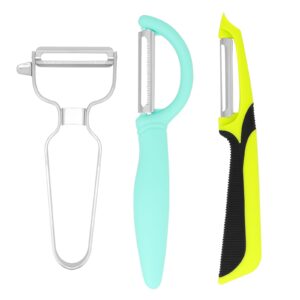 zuzulopo set of 3 vegetable peelers with straight peeler，serrated peeler for kitchen,for fruit,carrot,veggie,potatoes peeler,sharp blade,good grip,dishwasher safe