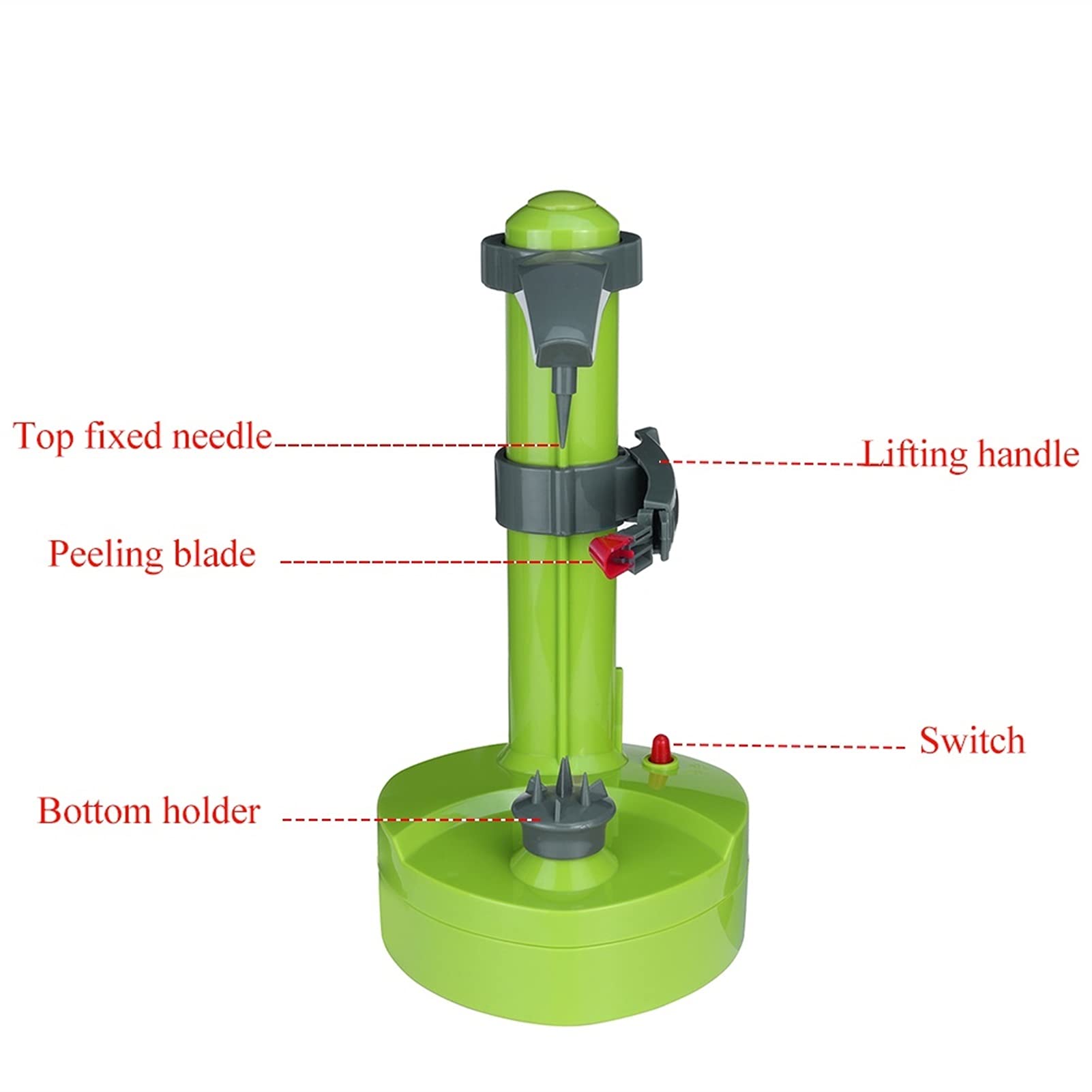 LKL Electric Potato Peelers Multifunction Spiral Apple Peeler Automatic Rapid Rotating Fruit Potato Peeling Machine for Home Restaurant (Color : White)