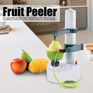 Electric Potato Peelers Automatic Rotating Peeler Potato Peeling Machine Automatic Fruits Vegetables Cutter Kitchen Peeling Tool, 11x 5.7x5.7in(white)