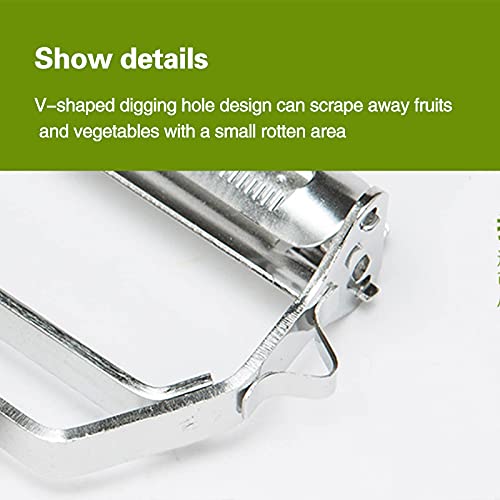 KYJD Stainless Steel Double-Head Double-Sided Multi-Function Shredder, Plane, Potato, Cucumber, Onion, Vegetable and Fruit Peeling Knife, one Pack