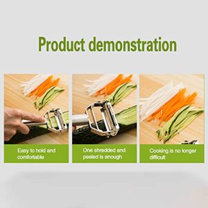 KYJD Stainless Steel Double-Head Double-Sided Multi-Function Shredder, Plane, Potato, Cucumber, Onion, Vegetable and Fruit Peeling Knife, one Pack