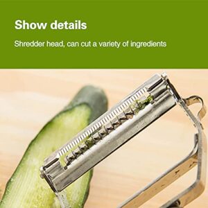 KYJD Stainless Steel Double-Head Double-Sided Multi-Function Shredder, Plane, Potato, Cucumber, Onion, Vegetable and Fruit Peeling Knife, one Pack