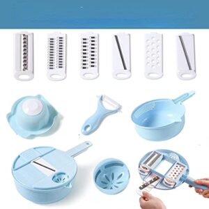 na multifunctional vegetable cutter 12 piece set manual potato and radish shredding kitchen household slicing, shredding and peeling machine nordic blue