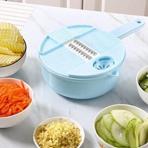 na multifunctional vegetable cutter 12 piece set manual potato and radish shredding kitchen household slicing, shredding and peeling machine nordic green