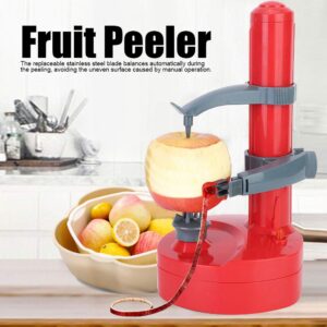 Electric Potato Peeler,Multifunctional Apple Peeler,Rapid Rotating Peeling Machine Household Electric Automatic Fruit Peeler Peeling Machine Kitchen Tool(red)