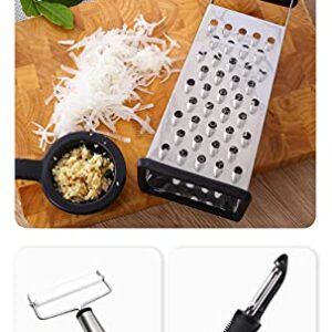 Baiwm Kitchen Multi-Purpose Four-Sided Planer Set, Household Stainless Steel Cheese, Peeling Fruits and Vegetables, Potato Planer, Black Melon Planer, Cooking Tool Accessories