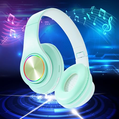 Lovskoo 5.0 Bluetooth Headphones Over-Ear, Foldable Noise Cancelling Headphones with Built in Mic, Lightweight Head-Mounted Headphones Wireless Headphones Hifi Stereo Pc/Cell Phones