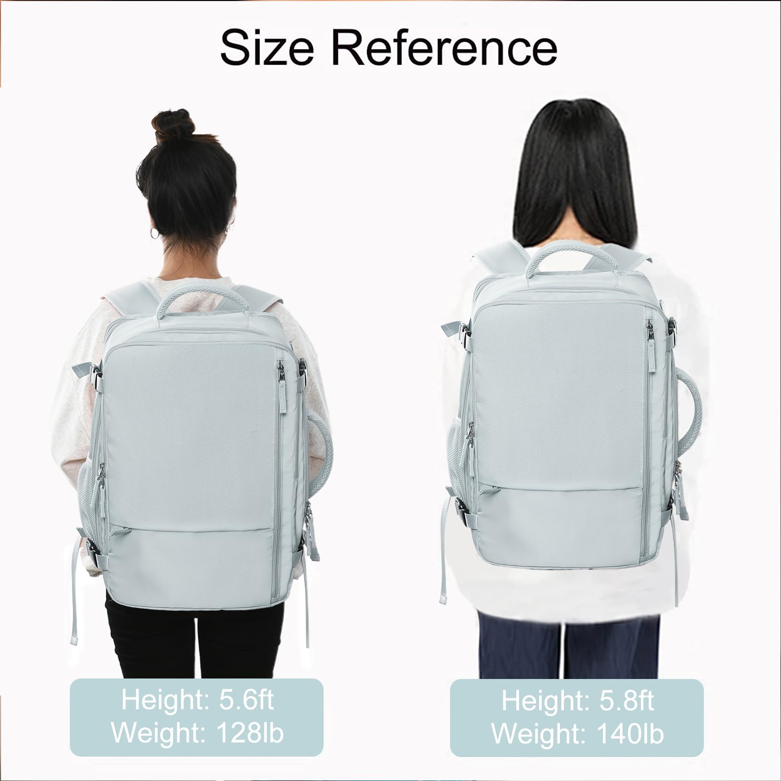 Hanples Extra Large Travel Backpack for Women as Person Item Flight Approved, 40L Carry On Backpack, 17 Inch Laptop Backpack, Waterproof Backpack, Hiking Backpack, Casual Bag(Light Blue)