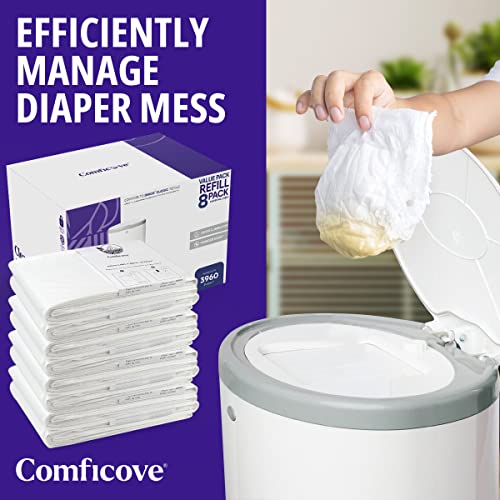 COMFICOVE Refills Compatible with DEKOR CLASSIC Diaper Pails | 8 Pack | Extra Thick Diaper Pail Refill Liners | Fresh Scent | Easy to Replace and Dispose of Diaper Bag | Odorless Baby Diapers Disposal