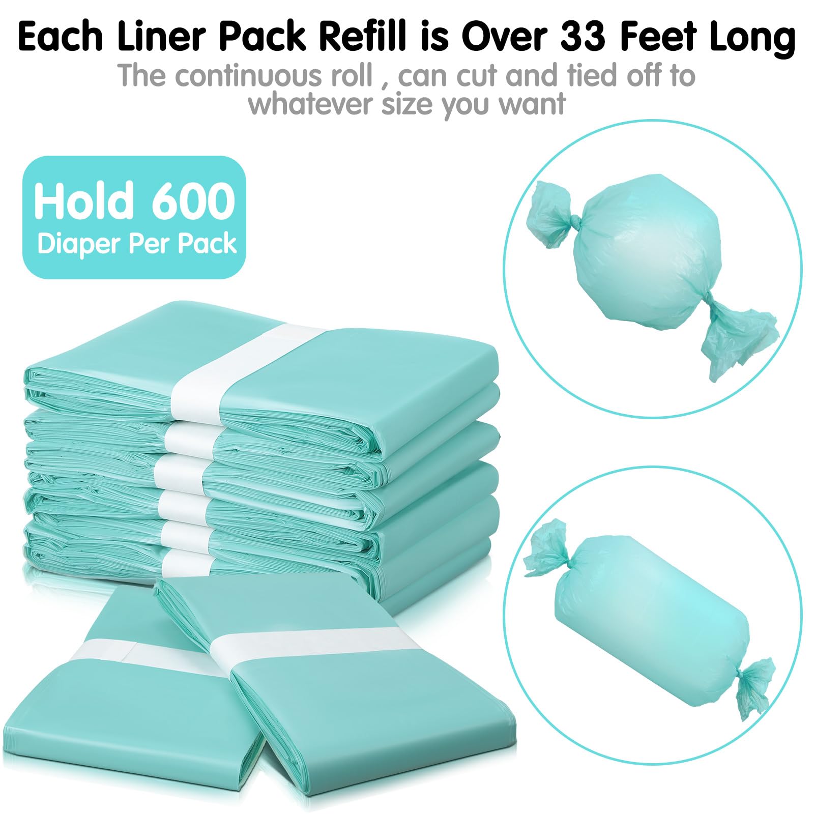 Yeaqee 12 Pack Diaper Pail Refills Bags Compatible with Dekor Plus Adult Diaper Pail Liner Baby Scented Diaper Pail Bags Hold up to 7200 Diapers