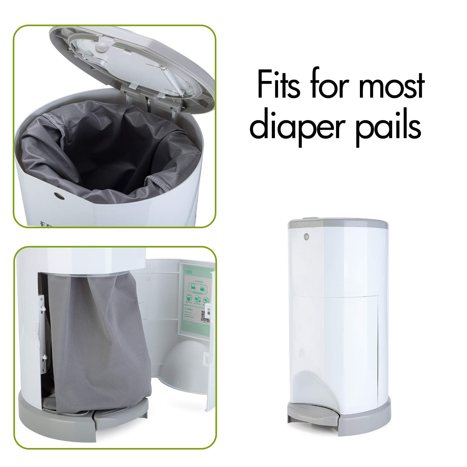 Teamoy Pail Liner for Cloth Diaper(Pack of 3), Reusable Diaper Pail Wet Bag with Drawstring, Fits for Dekor, Ubbi Diaper Pails, Gray +Gray Arrows +Black Arrows