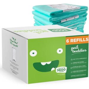 pail buddies diaper pail refills | 6 count | compatible with dekor plus diaper pail | strong, durable diaper pail refills with fresh, baby powder scent