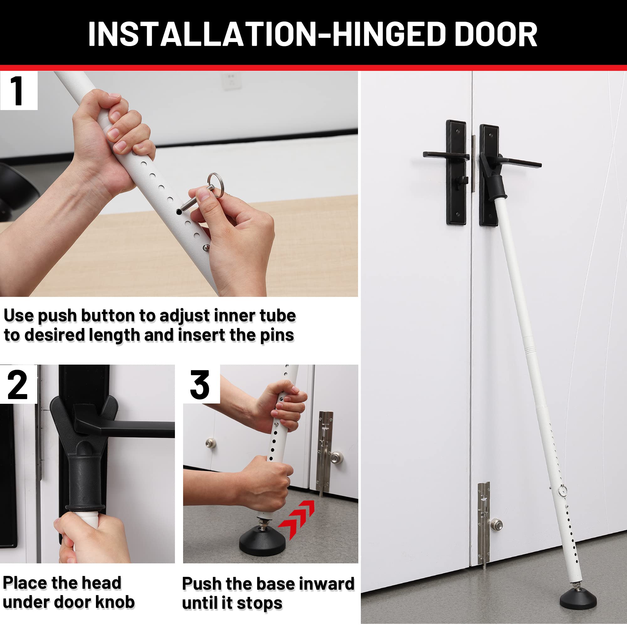 Door Security Bar - Heavy Duty Door Jammer Security Bar - Adjustable Sliding Door Security Bar - Door Stoppers Security Bar for Patio, Window, Front Door Apartment, Home, Hotel Room