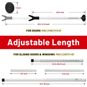 Door Security Bar - Heavy Duty Door Jammer Security Bar - Adjustable Sliding Door Security Bar - Door Stoppers Security Bar for Patio, Window, Front Door Apartment, Home, Hotel Room