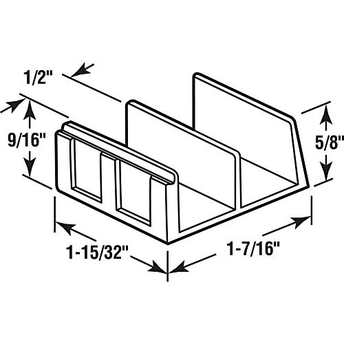 Prime-Line M 6059 Sliding Shower Door Bottom Guide, 1/2 In. Channels, Plastic Construction, Clear, Adhesive Backing (2 Pack)