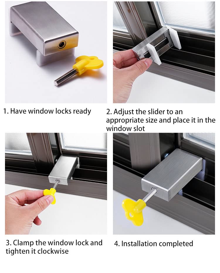 1PCS Door Window Lock Stopper Adjustable Thick Sliding Safety Anti theft, Children Security LockChild Plastic Steel Aluminium Free Rails Limit Window Door Anti Slip