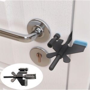 original trustella heavy-duty portable door lock - premium stainless steel for enhanced safety - ideal for travel, home, hotels, apartments - adjustable, easy install with silicone protector caps