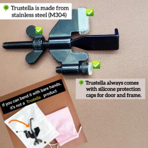 Original Trustella Heavy-Duty Portable Door Lock - Premium Stainless Steel for Enhanced Safety - Ideal for Travel, Home, Hotels, Apartments - Adjustable, Easy Install with Silicone Protector Caps