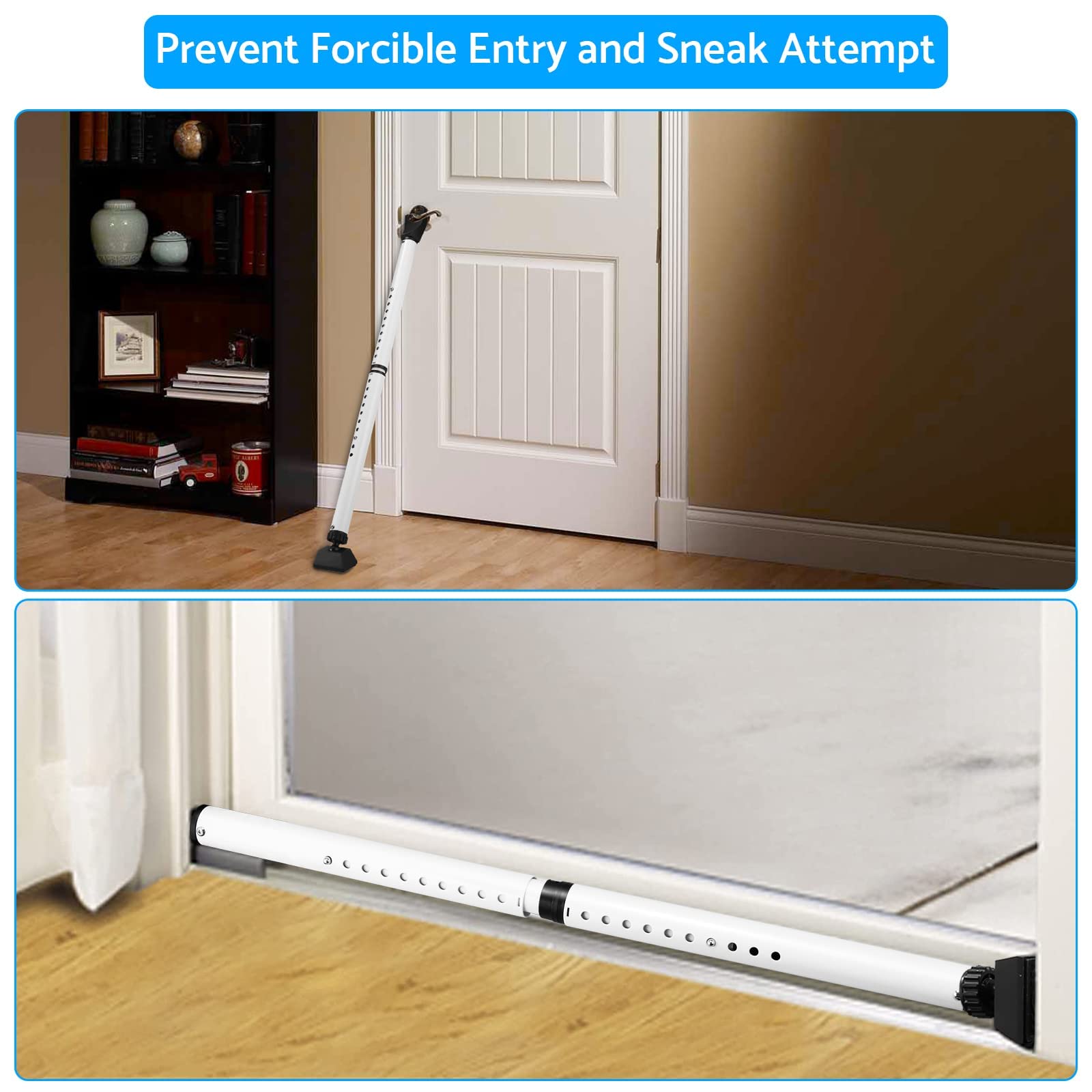 eSynic Door Security Bar, 3 in 1 Sliding Door Security Bar Adjustable Door Stoppers Security Bar Portable Non Slip Door Jammer Security Bar Door Stopper for Windows French Doors Patio Sliders