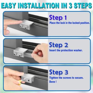 Sliding Window Locks (4 Sets), Security Window Locks with Keys, Adjustable Aluminum Sliding Window Stops, Easy Installation Without Drilling, for Vertical and Horizontal Sliding Windows (Silver)