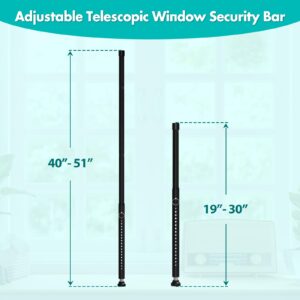 Sliding Door Security Bar, 15.5 to 51 Inch Window Security Bar, Adjustable Security Bar for Balcony Sliding Door,Patio Door Security, Apartment Window Black 2Pcs