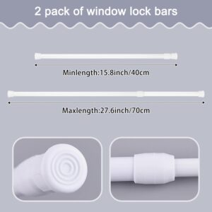 WXJ13 2-Piece Window Security bar，Sliding Door Security Bar, Adjustable Sliding Glass Door Lock, Extends from 15.8-27.6 Inches (White)