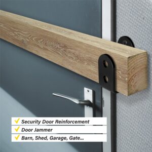 2x4 Door Barricade Bracket Heavy Duty Open Bar Security Holder Bracket Security Bar Door Stopper Fits 2x4 Boards Lumber Door Jammer and Tool Hanger for Your Home Barn Shed Garage Gate (Black-Set4-M2)